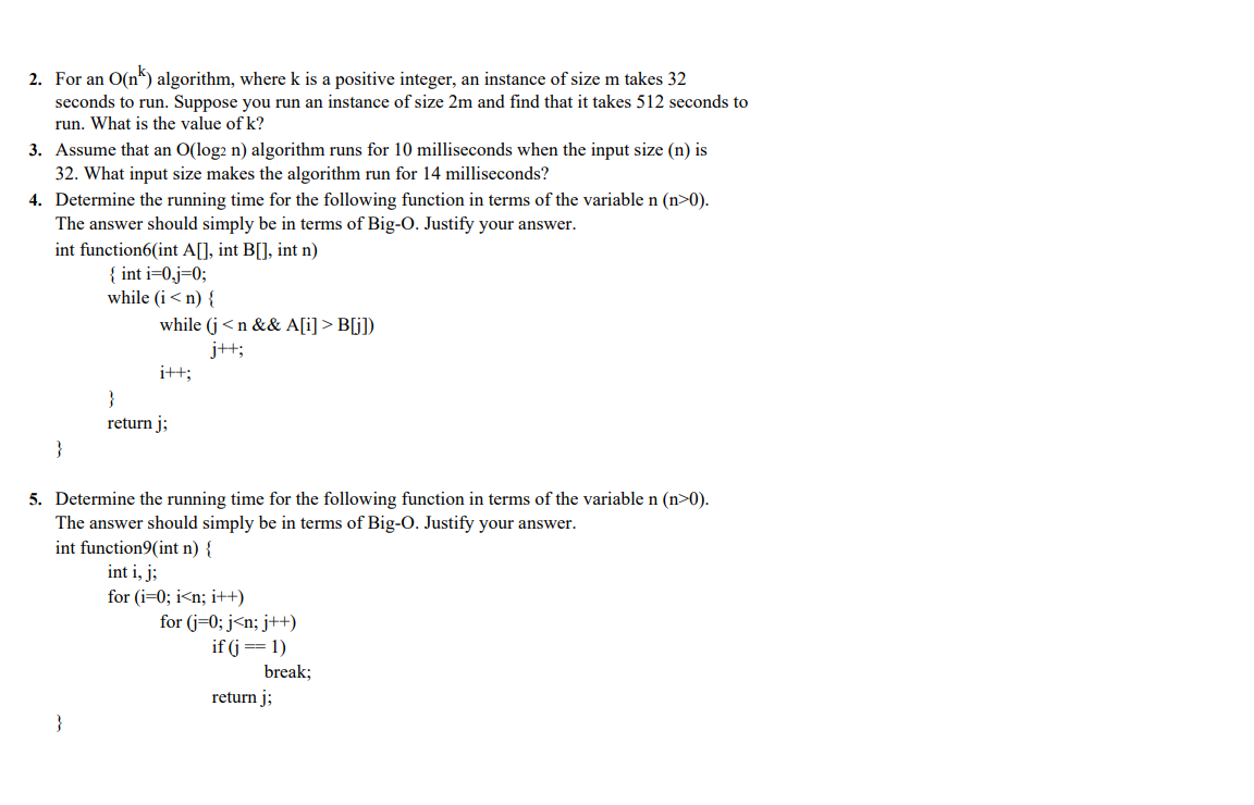 Solved 2. For an O(nk) algorithm, where k is a positive | Chegg.com