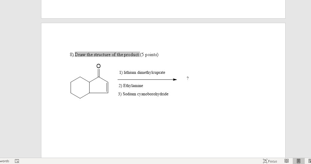 Solved 8) Draw the structure of the product (5 points) =O 1) | Chegg.com