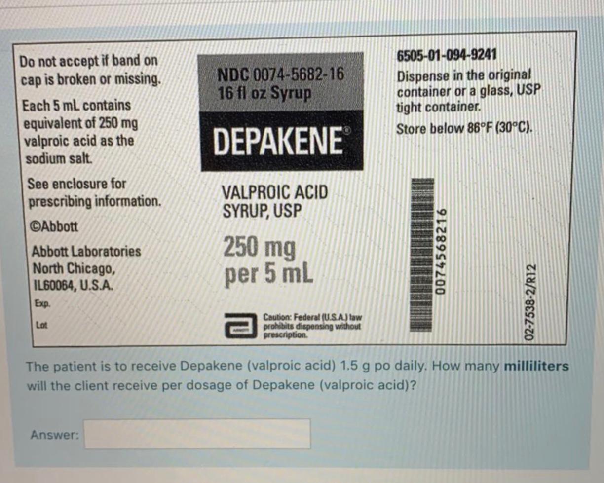 Solved NDC 0074-5682-16 16 fl oz Syrup 6505-01-094-9241 | Chegg.com