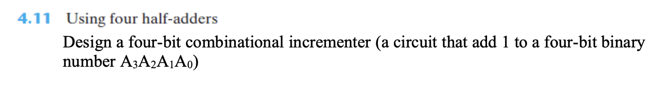 Solved 4.11 Using four half-adders Design a four-bit | Chegg.com