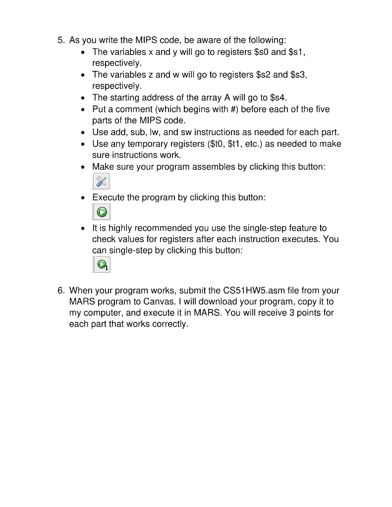 Solved CS51 - Homework #5 1. Download the MARS simulation | Chegg.com