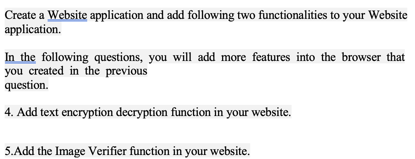 Solved Create a Website application and add following two | Chegg.com