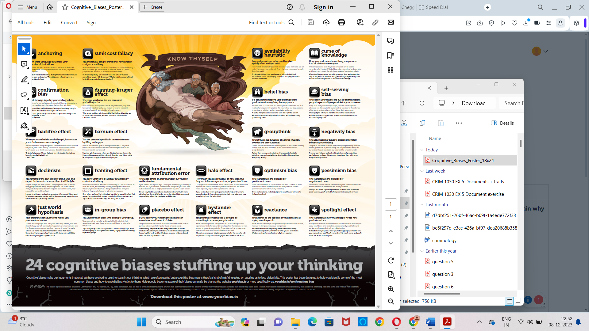 Read each of the cognitive biases carefully (see pdf | Chegg.com