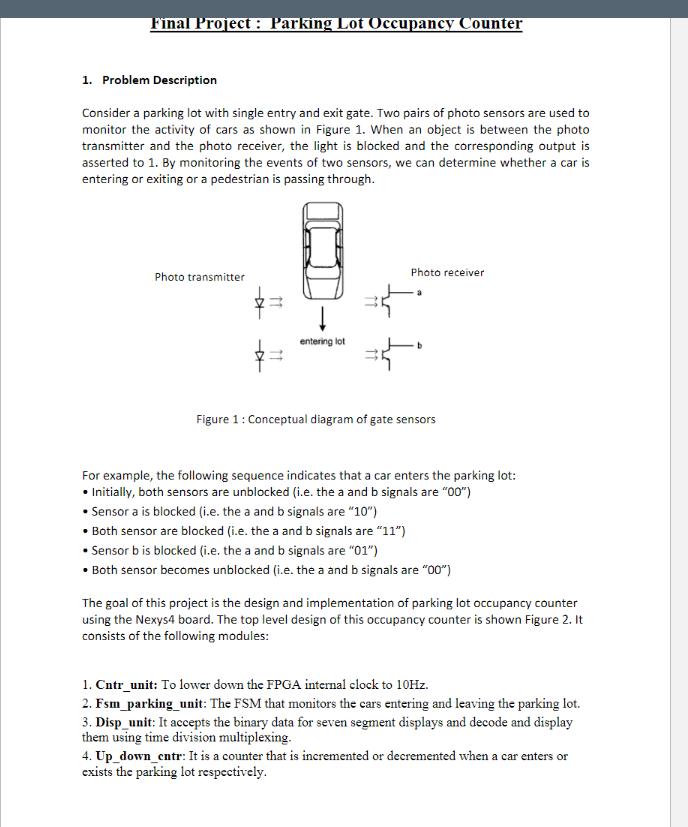 nal Project arking Lot Occupancy Counter 1. Problem | Chegg.com