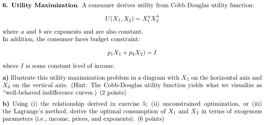 Solved 6. Utility Maximization. A consumer derives utility | Chegg.com