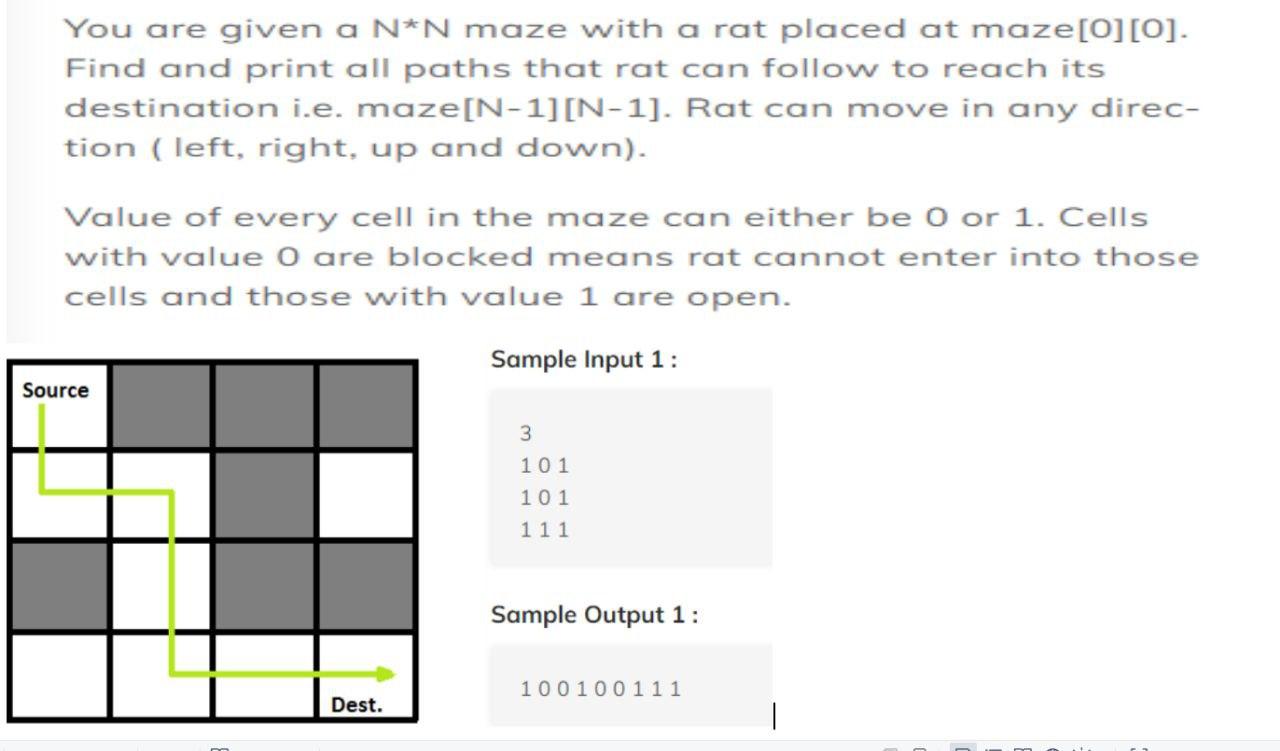 Solved You are given a N*N maze with a rat placed at | Chegg.com