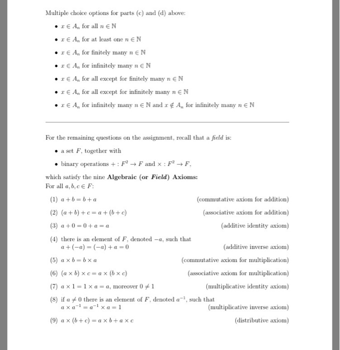 Solved Suppose we are given a set Sn for each n EN Then we | Chegg.com