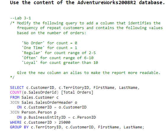 Use the content of the Adventureworks2008R2 database. | Chegg.com