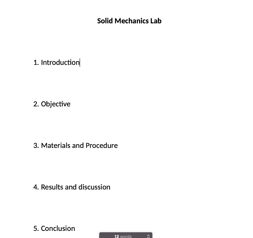Solved Solid Mechanics Lab 1. Introduction 2. Objective 3. | Chegg.com