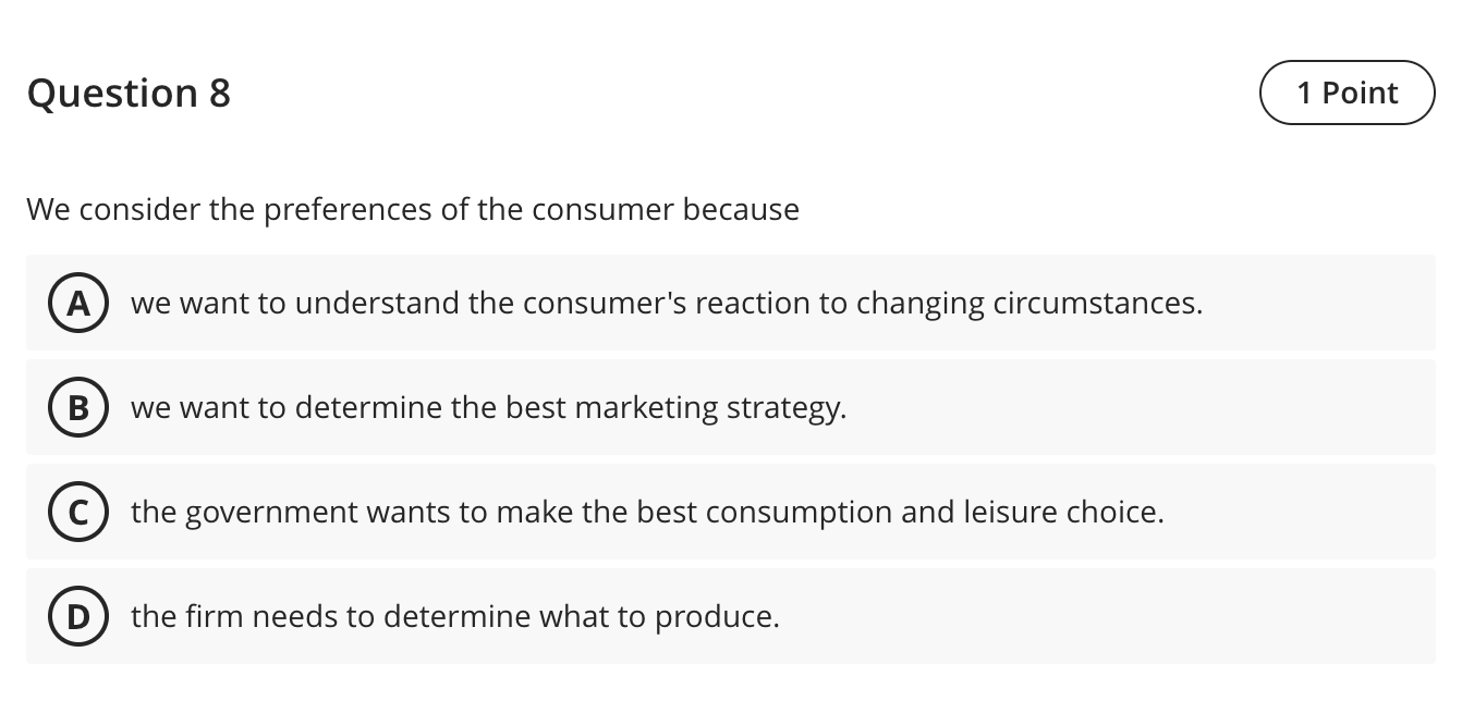 Solved Question 8We consider the preferences of the consumer | Chegg.com