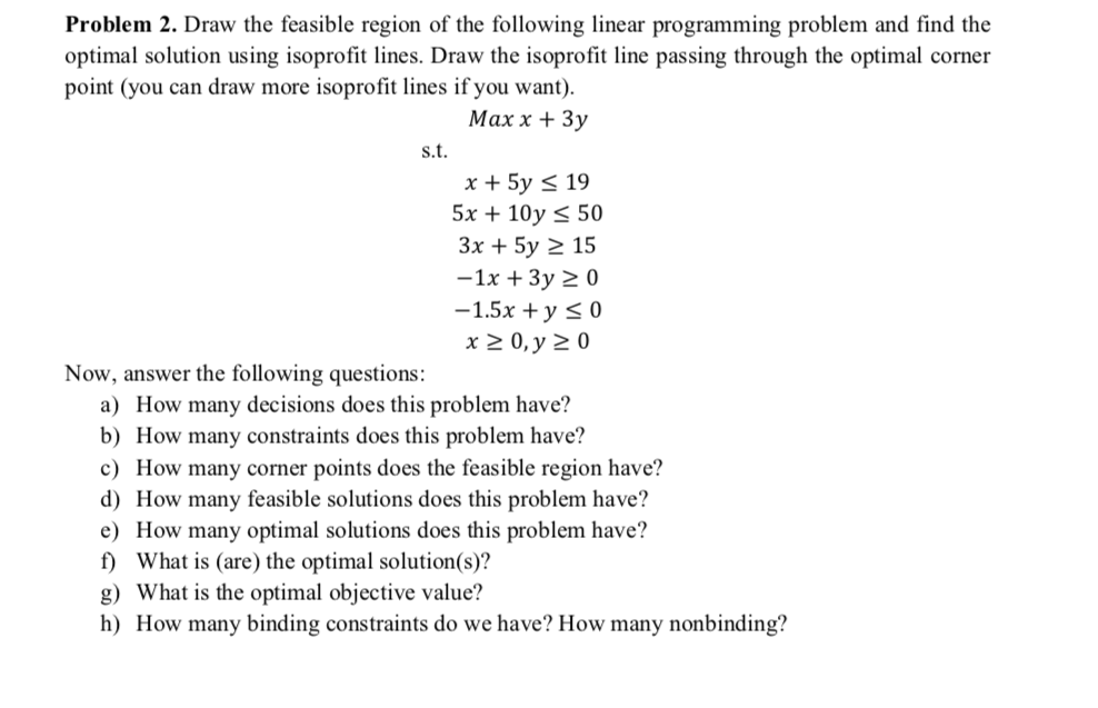 Solved Problem 2. Draw the feasible region of the following | Chegg.com