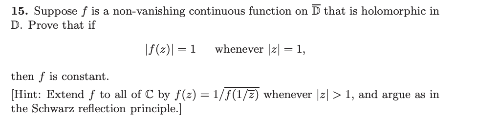 Solved 15. Suppose f is a non-vanishing continuous function | Chegg.com