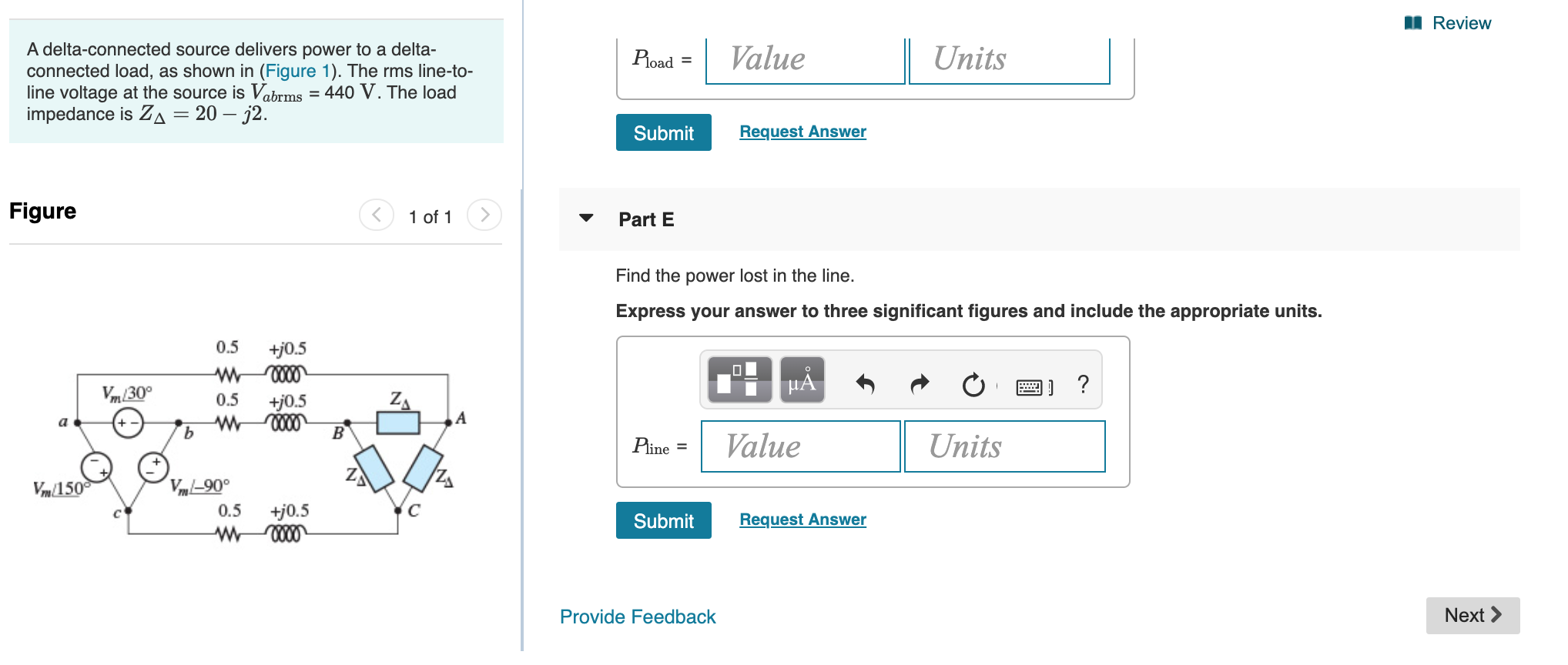 Solved A delta-connected source delivers power to a | Chegg.com