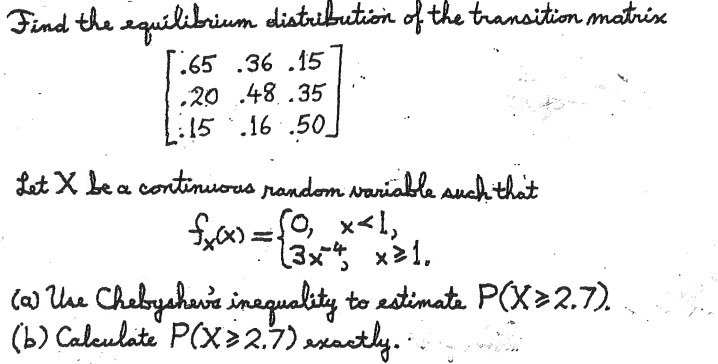 Solved Find the equilibrium distribution of the transition | Chegg.com