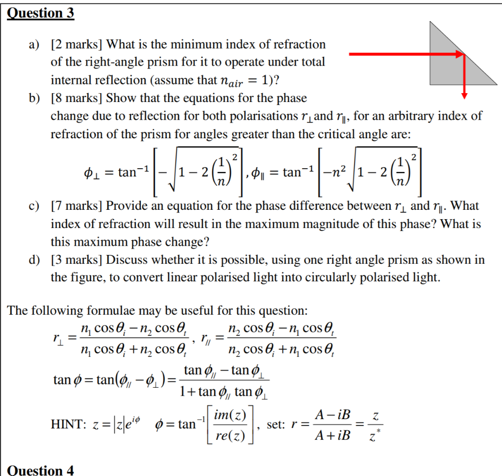 Total Internal Reflection Equation