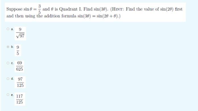 Solved 3 Suppose sin 6 = and 6 is Quadrant I. Find sin(38). | Chegg.com