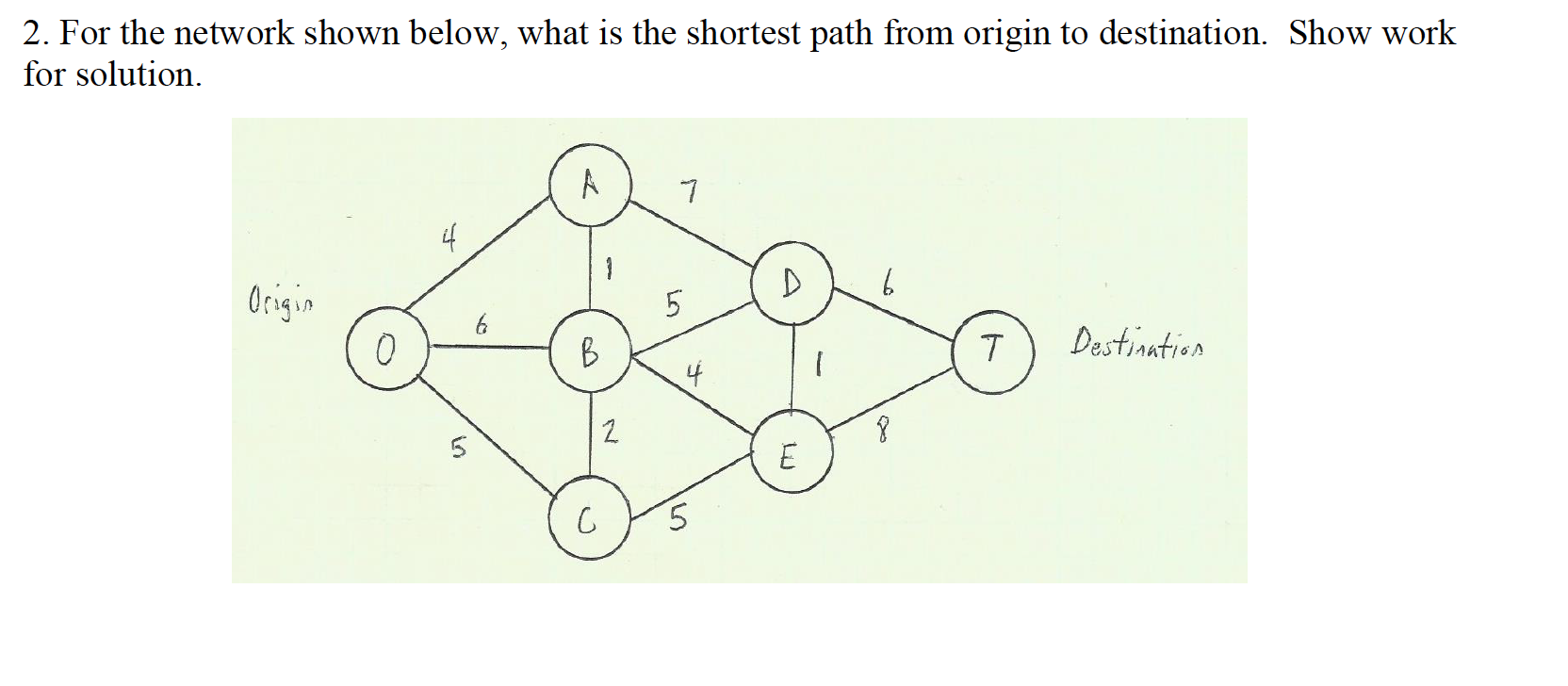 Solved 2. For the network shown below, what is the shortest | Chegg.com