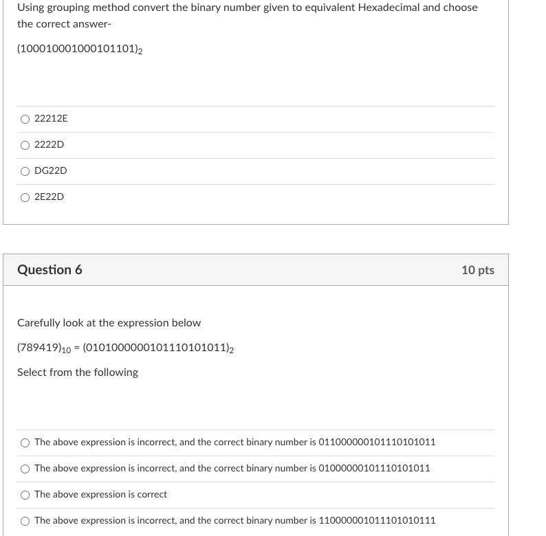 Solved Using grouping method convert the binary number given | Chegg.com