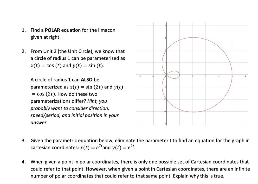 Solved 1. Find a POLAR equation for the limacon given at | Chegg.com