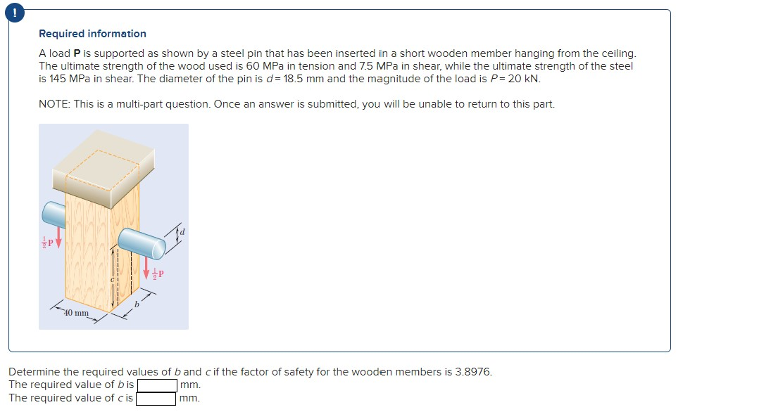 Solved Required information A load P is supported as shown | Chegg.com