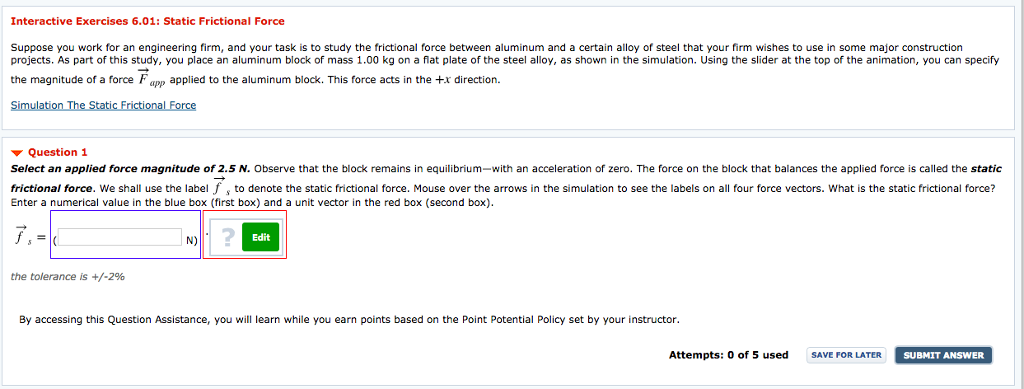 Solved Interactive Exercises 6.01: Static Frictional Force | Chegg.com