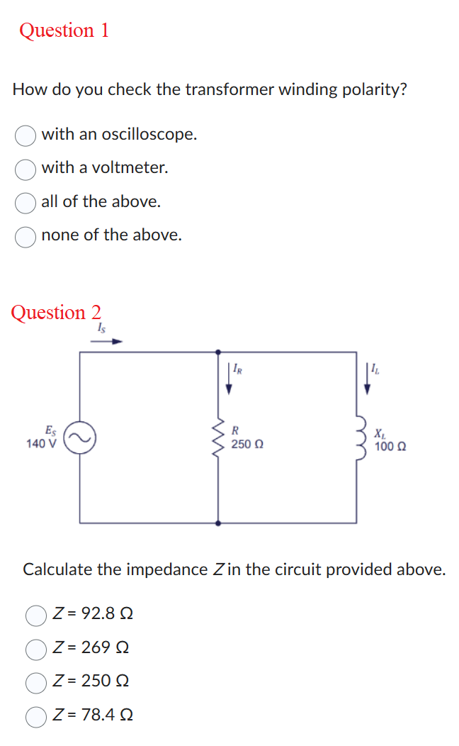 Solved How do you check the transformer winding polarity? | Chegg.com
