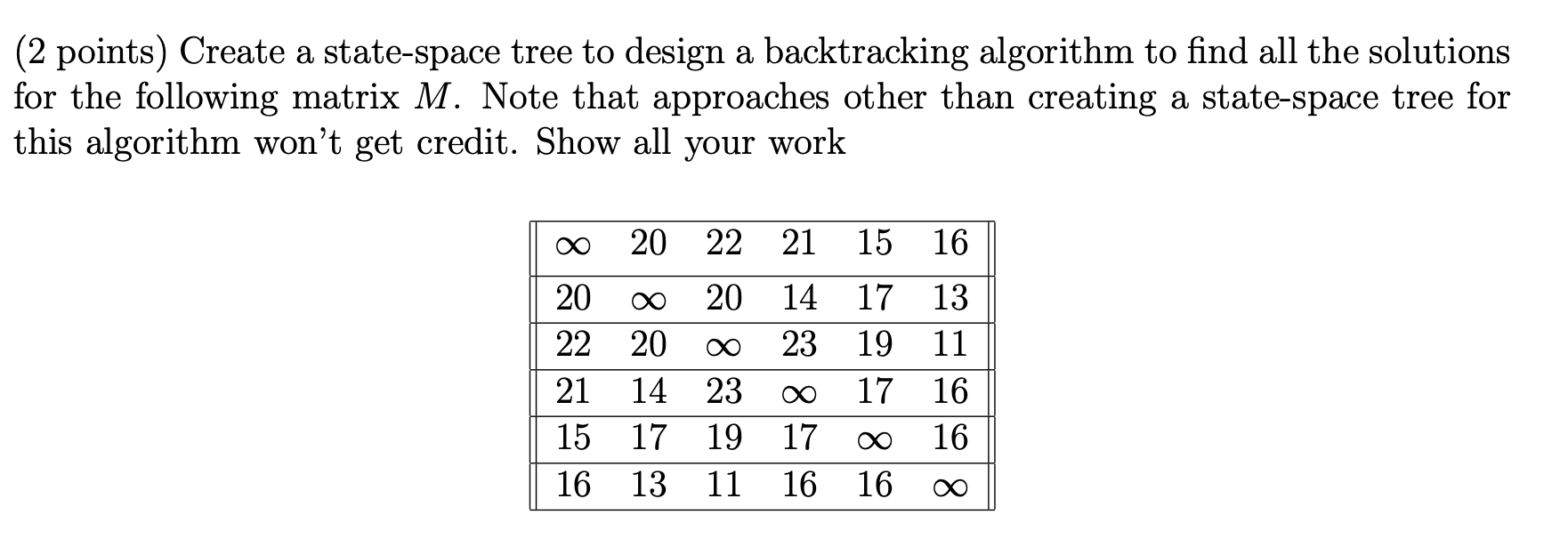 Solved (2 ﻿points) ﻿Create a state-space tree to design a | Chegg.com