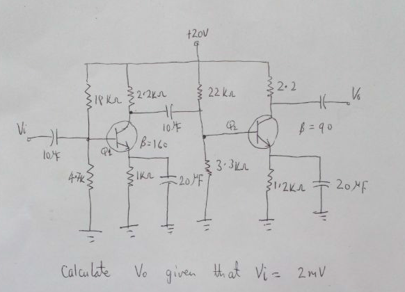 Solved Calculate V0 given that Vi=2mV | Chegg.com