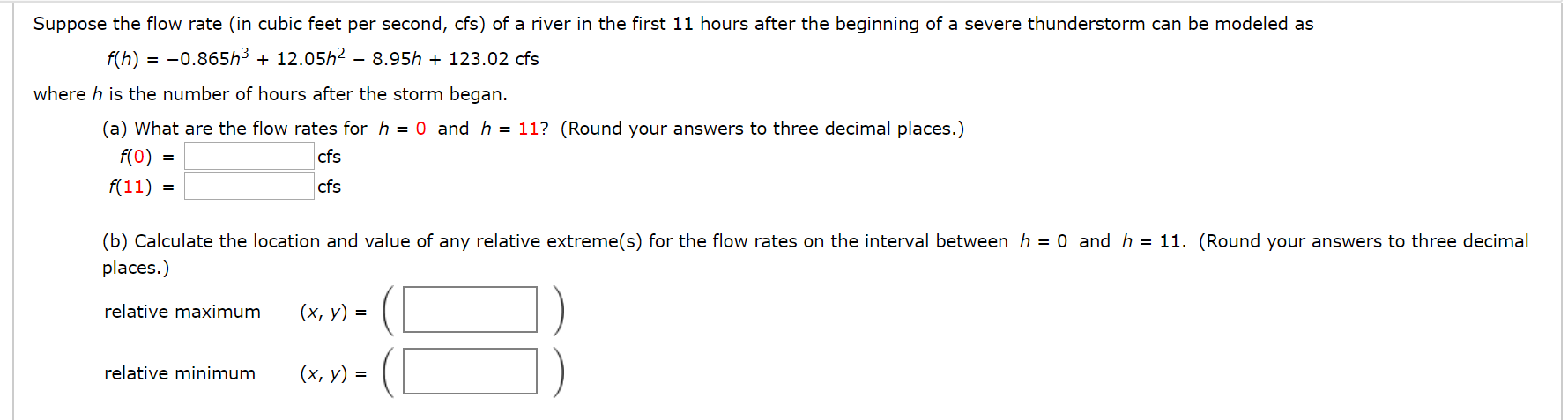 Solved Suppose the flow rate (in cubic feet per second, cfs) | Chegg.com