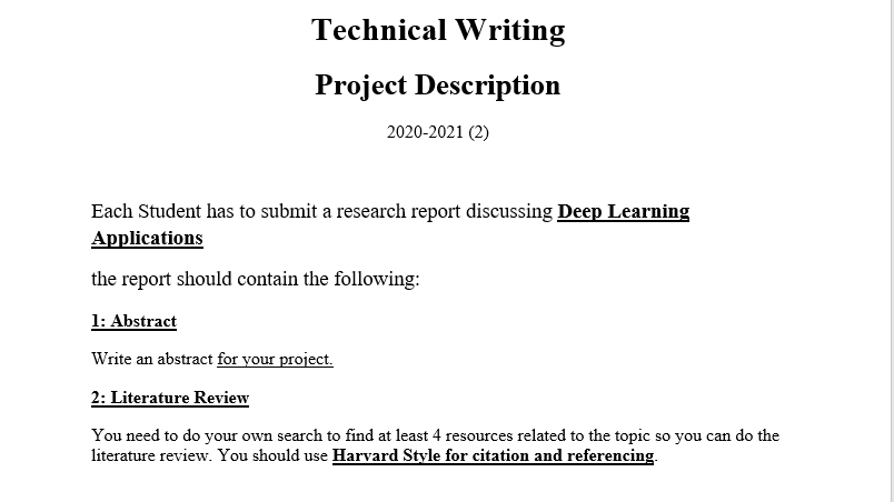 Solved Technical Writing Project Description 2020-2021 (2) | Chegg.com