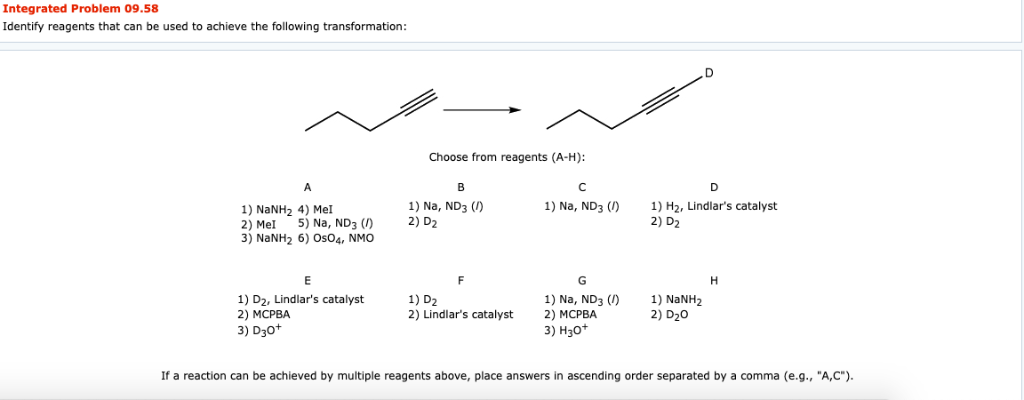 Solved Integrated Problem 09.58 Identify reagents that can | Chegg.com
