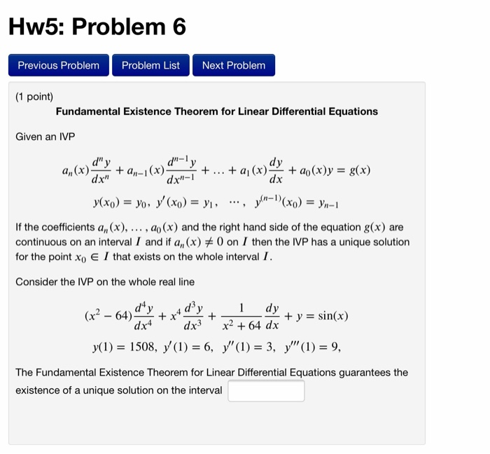 Solved Hw5: Problem 6 Previous Problem Problem List Next | Chegg.com