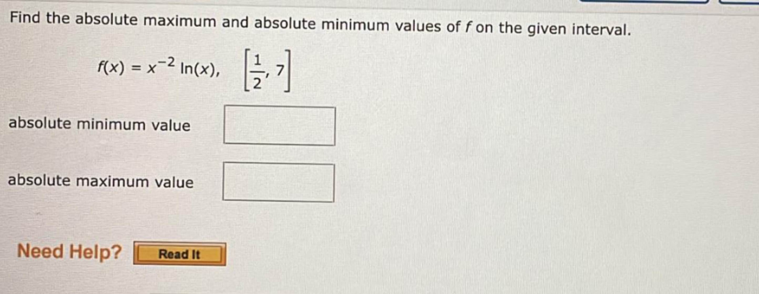 Solved Find the absolute maximum and absolute minimum values | Chegg.com