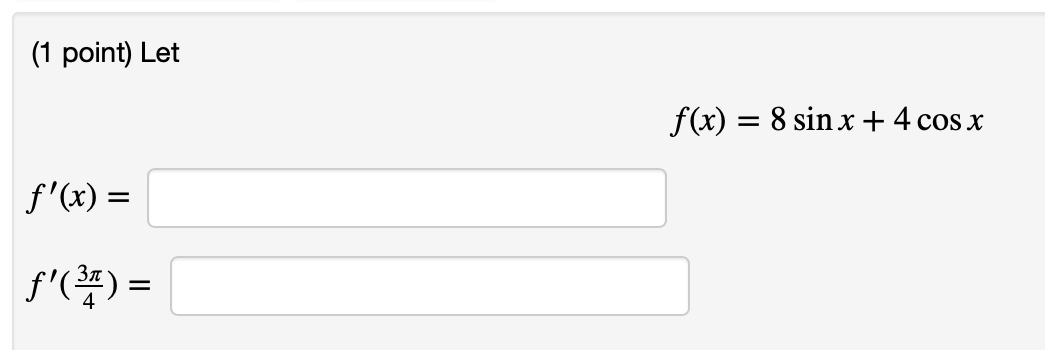 Solved f(x)=8sinx+4cosx f ( x ) = 8 sin ⁡ x + 4 cos ⁡ x | Chegg.com