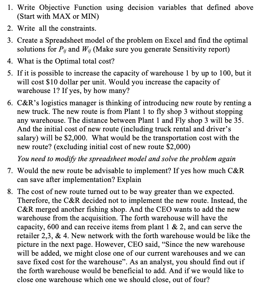 Solved 1. Write Objective Function using decision variables | Chegg.com