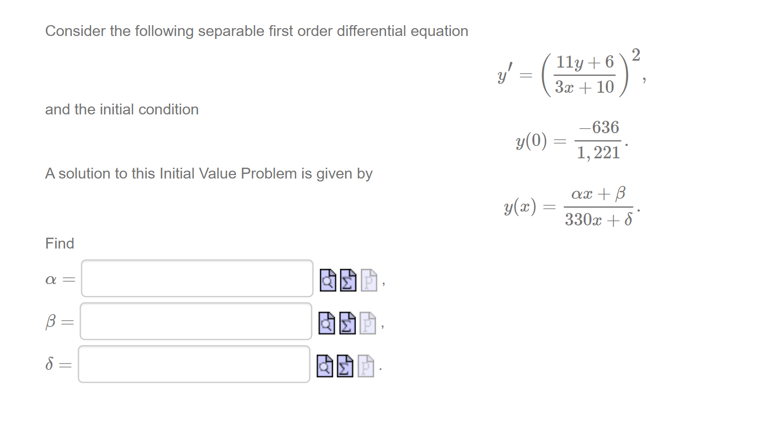 Solved Consider The Following Separable First Order