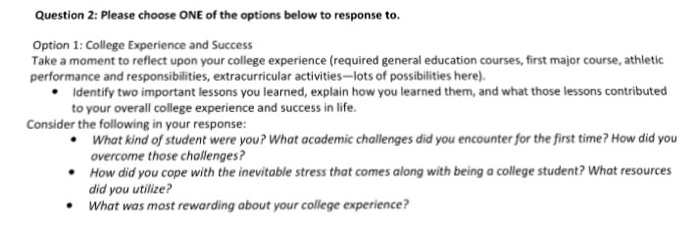 Solved Question 2: Please choose ONE of the options below to | Chegg.com
