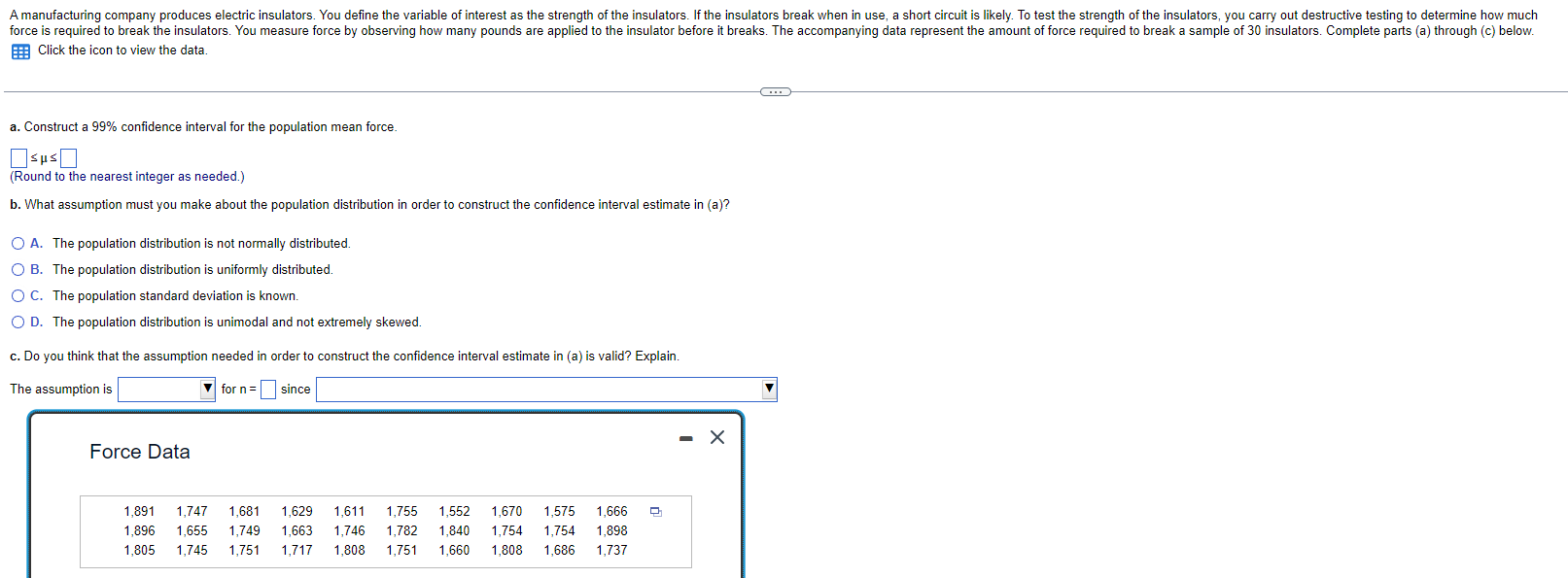 Solved a. Construct a 99% confidence interval for the | Chegg.com