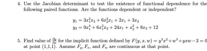 4. Use the Jacobian determinant to test the existence | Chegg.com