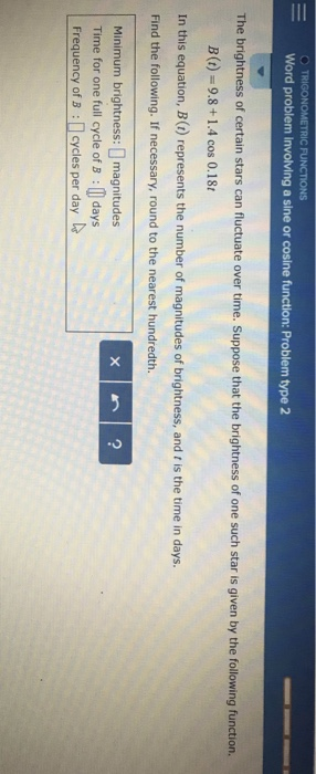 Solved Word problem involving a sine or cosine function: | Chegg.com