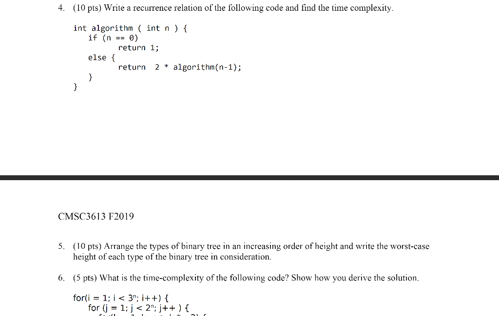 Solved 1. (10 pts) Arrange the following functions in | Chegg.com
