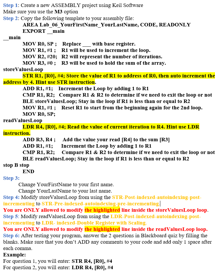 Step 1: Create a new ASSEMBLY project using Keil | Chegg.com