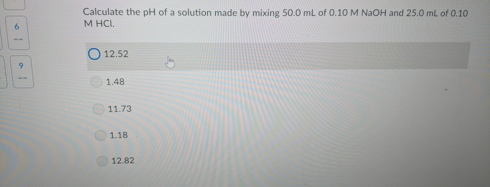 Solved Calculate the pH of a solution made by mixing 50.0 mL | Chegg.com
