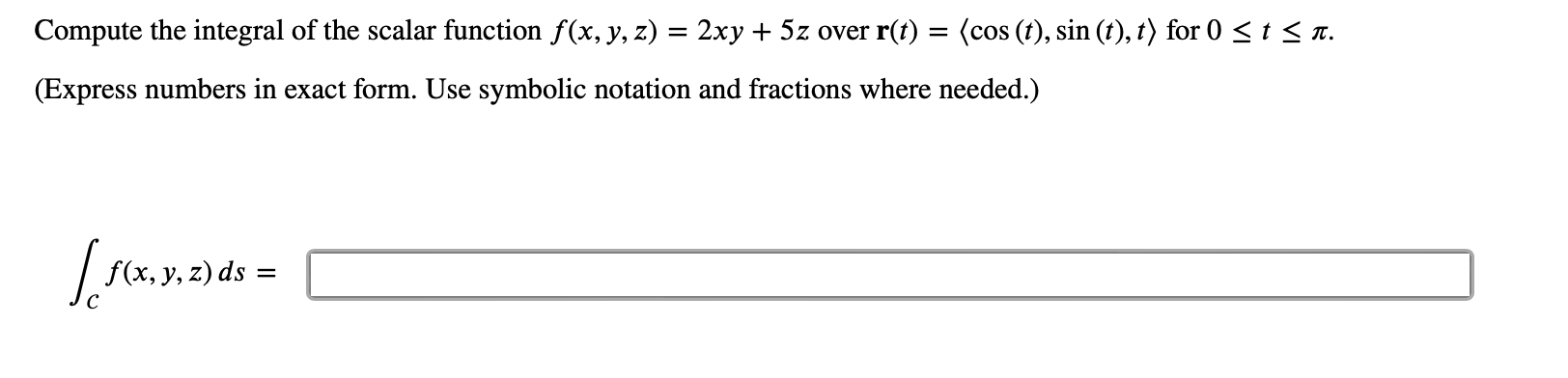 Solved Compute the integral of the scalar function | Chegg.com