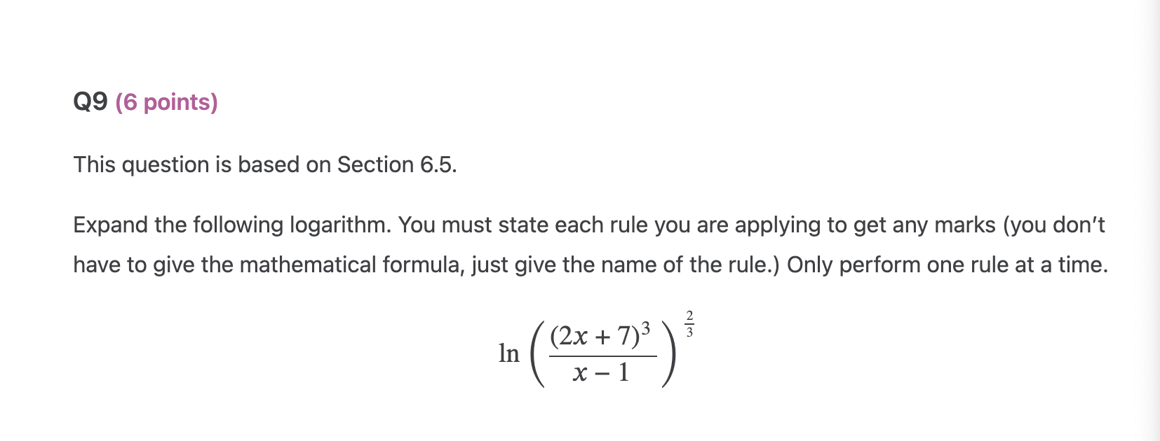 Solved Q9 (6 points) This question is based on Section 6.5. | Chegg.com