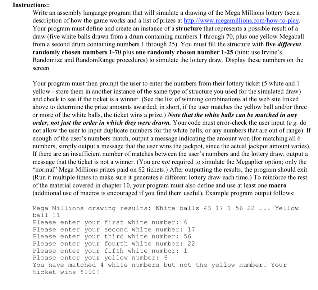 Instructions Write An Assembly Language Program That 1831