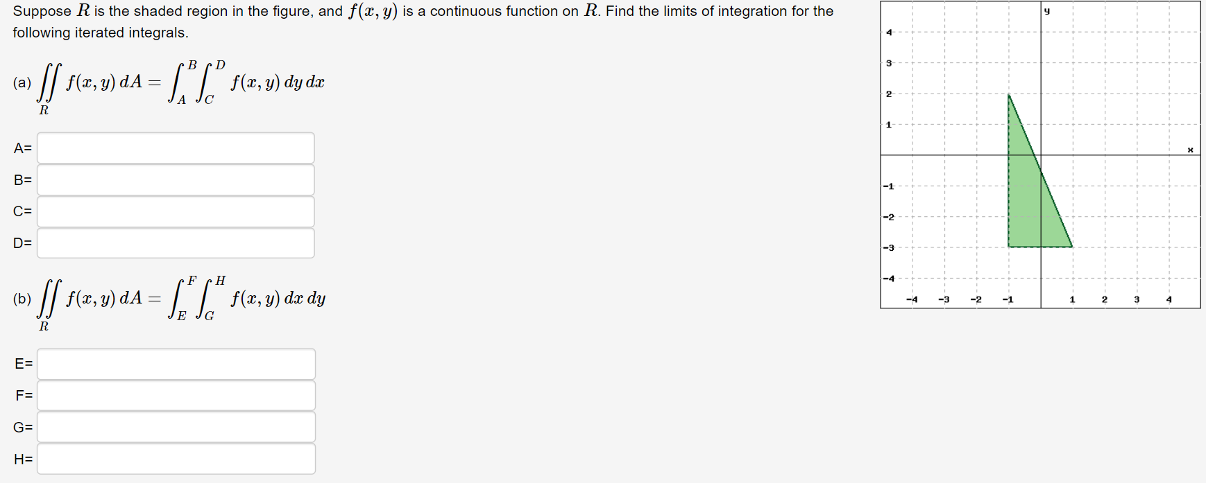 Solved Suppose R is the shaded region in the figure, and | Chegg.com