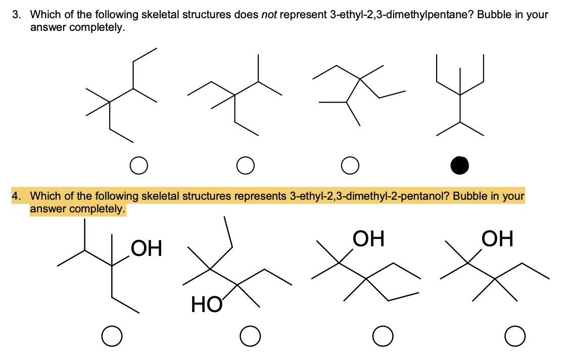 Solved Which of the following skeletal structures represents | Chegg.com