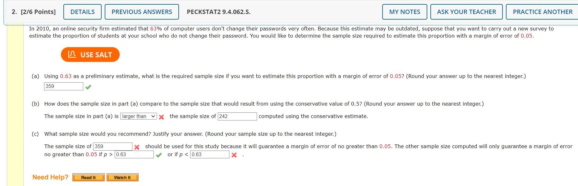 Solved (b) How does the sample size in part (a) compare to | Chegg.com