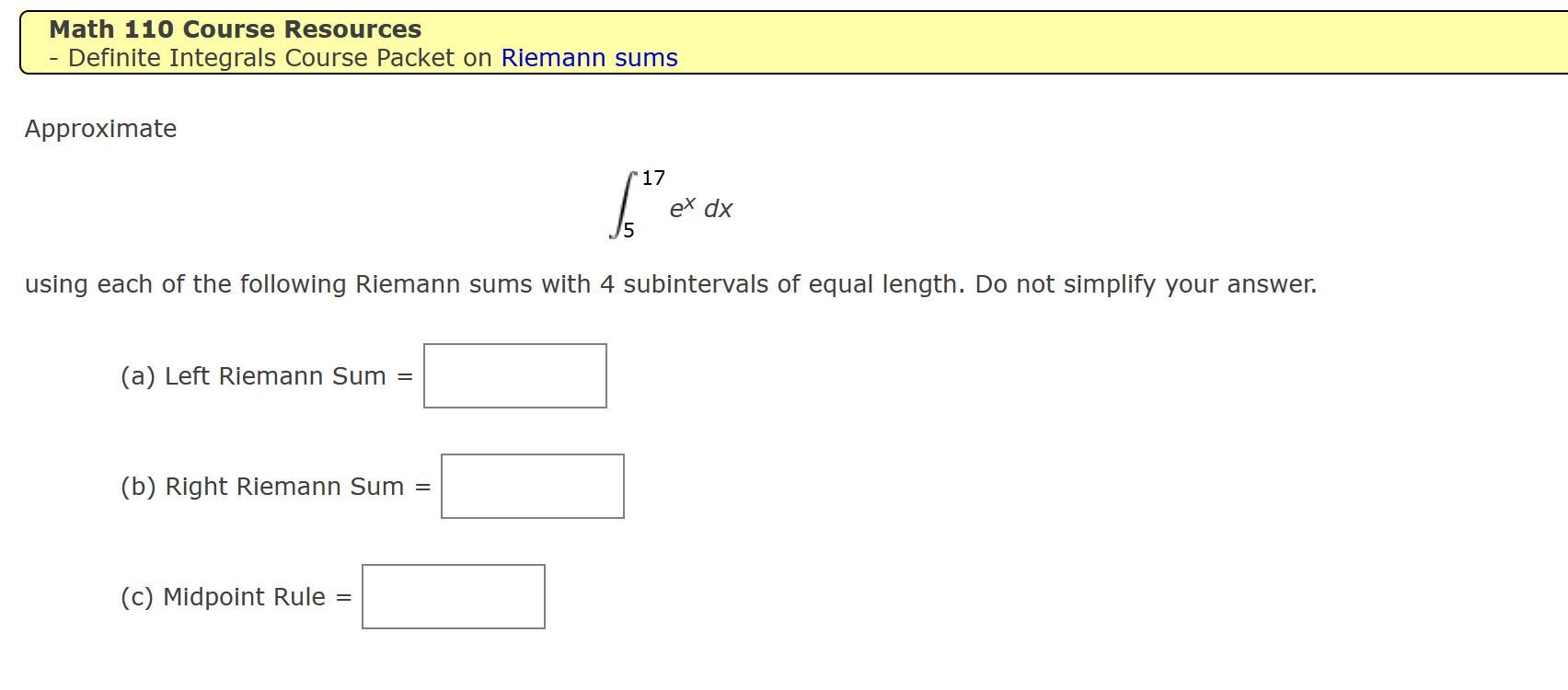Solved Math 110 Course Resources - Definite Integrals Course | Chegg.com